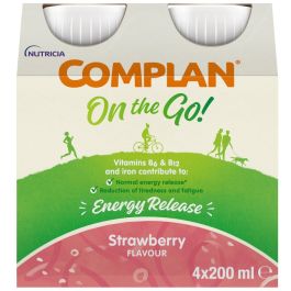 Complan On The Go Energy Release Drink Strawberry Flavour 4x200ml