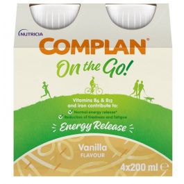Complan On The Go Energy Release Drink Vanilla Flavour 4x200ml