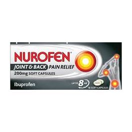Nurofen Joint & Back Liquid Capsules 200mg 16