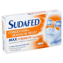 Sudafed Congestion & Headache Relief Max Strength Capsules 16 Capsules